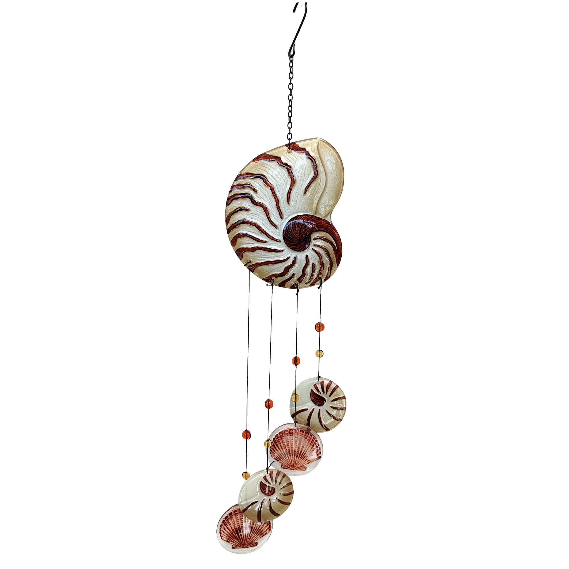Gorgeous Nautilus Shell Glass Wind Chime - 22" | Coastal Decor ...