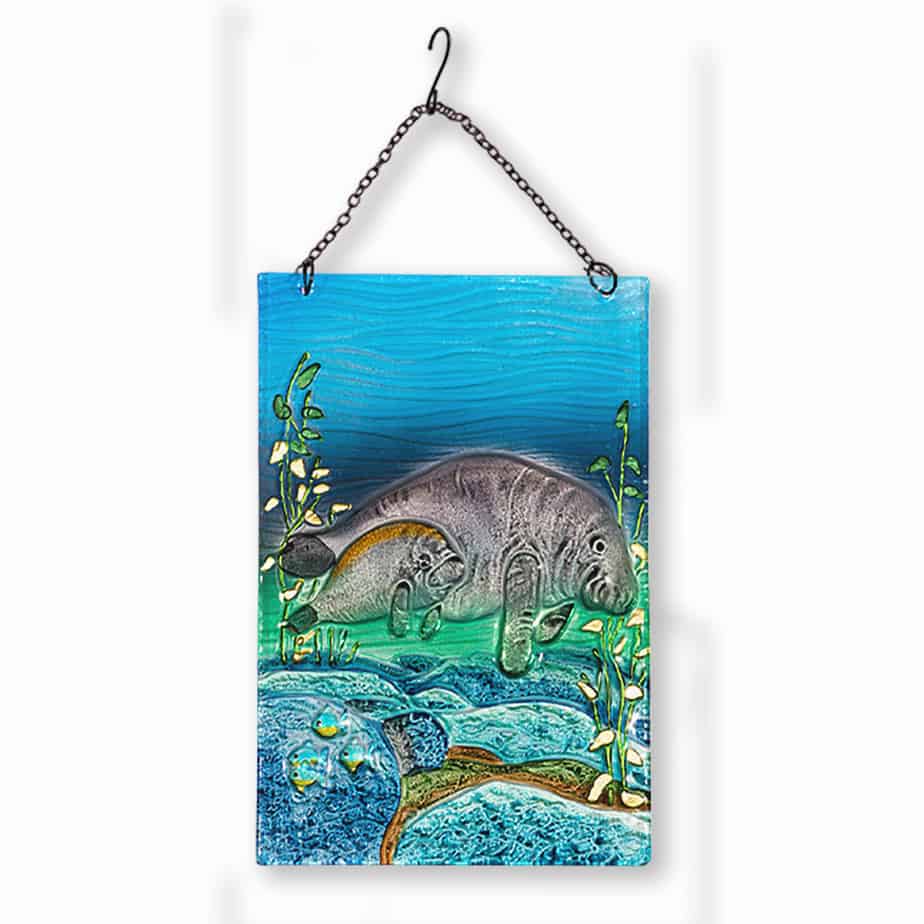 Magnificent Manatee Glass Suncatcher | Coastal Decor - Seaside Glass ...